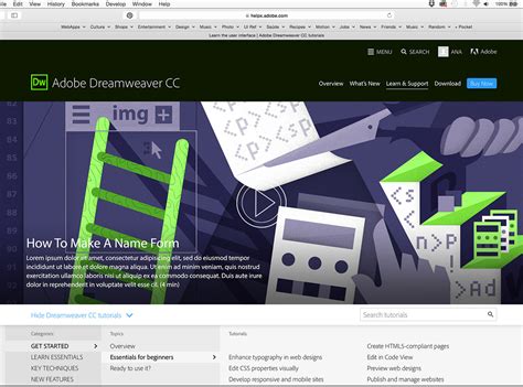 Adobe Dreamweaver Tutorial Content Set Behance
