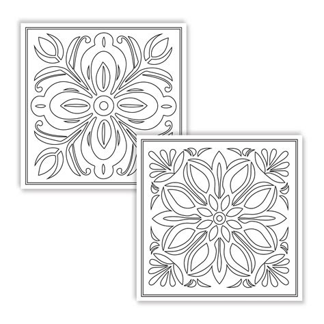 Coloring Customizing Tile Drawing Vector Black Mosaic Spanish Style Flower Decorative Ceramic