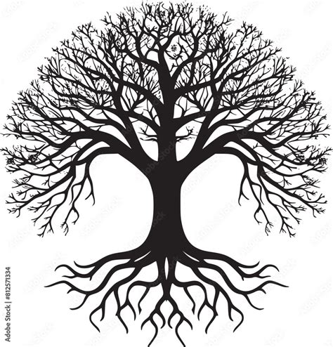 Line Art Nature Logo Vector Design Oak Tree Inside Circle Abstract Tree Logo Symbol Inside