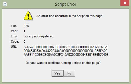 Outlook Today Script Error Line