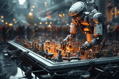 Premium Photo Robotic Arm Assembling Electronic Components