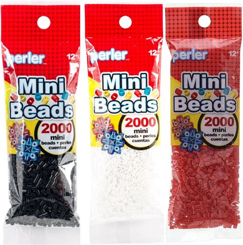 Perler Mini Beads Bundle Black White And Red Uk Toys