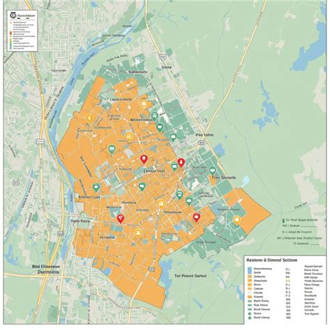 a detailed map highlighting a specific region with various