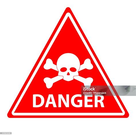 흰색 배경에 빨간색 위험 두개골 십자가 경고 위험 경고 메시지 로고 플랫 스타일 제한 영역 기호 위험한 화학 물질 기호 거리에 대한 스톡 벡터 아트 및 기타 이미지 Istock