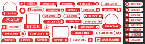 Subscribe Button Set Of Red Subscribe Button Template Cursor Or Hand Social Media Icons