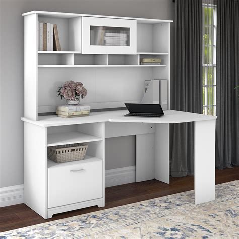 Cabot Modern 60w Corner Desk With Hutch Includes File Drawer And