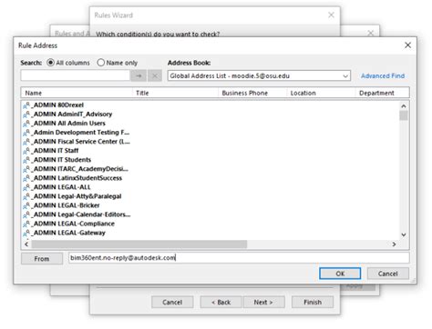 filtering bim 360 emails to a separate folder in outlook facilities