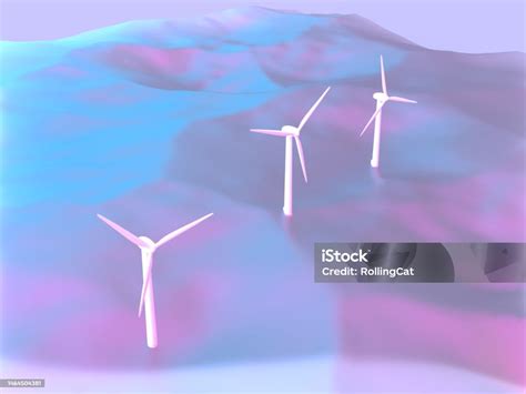 환상적인 풍경에서 풍력 발전의 3d 그림 0명에 대한 스톡 사진 및 기타 이미지 0명 3차원 형태 Global Renewable Energy Forum Istock