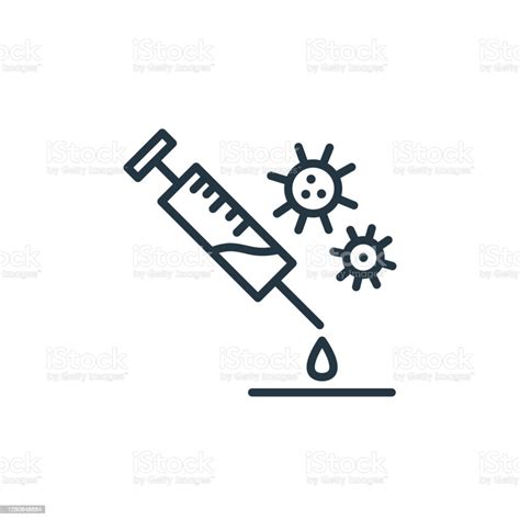백신 벡터 아이콘입니다 백신 편집 가능한 뇌졸중 웹 및 모바일 앱 로고 인쇄 매체에 사용하기 위한 백신 선형 기호 얇은 선 그림 벡터 격리 된 윤곽선 도면입니다 0명에 대한