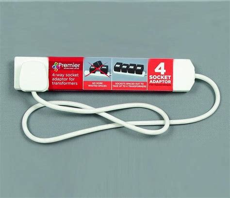 Premier 4 Way Mains Adaptor For Ac Adaptors 4 Gang Power Socket Exte Premier Camping