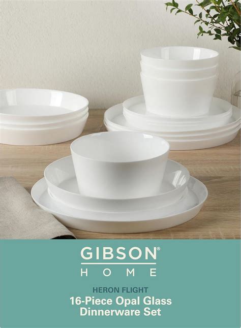 Gibson Home Ultra 18 Piece Break And Chip Resistant Dinnerware Plates And Bowls Set Round
