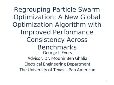 Ppt Regrouping Particle Swarm Optimization A New Global Optimization