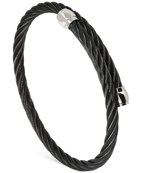 Charriol Cable Bypass Bracelet In Stainless Steel And Black Pvd Stainless