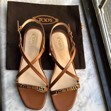 Tods Shoes Tods Tan Leather Sandals With Crisscross Straps Poshmark