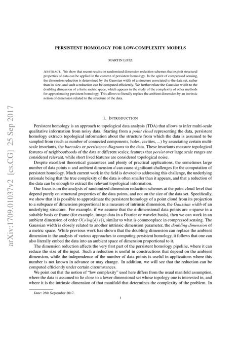 Persistent Homology For Low Complexity Models Deepai