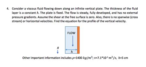 Solved 4 Consider A Viscous Fluid Flowing Down Along An