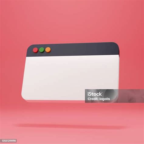 빨간색 배경에서 격리된 3d 렌더링의 빈 간단한 브라우저 창 기호 웹 브라우저에 대한 스톡 사진 및 기타 이미지 웹 브라우저 3차원 형태 단일 이미지 Istock