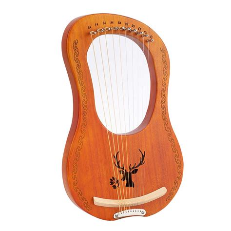 7 String Wooden Mahogany Lyre Harp Stringed Musica Vicedeal