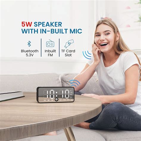Portronics Bluetooth Speaker With Digital Smart Alarm Clock Black Price Buy Online At Best