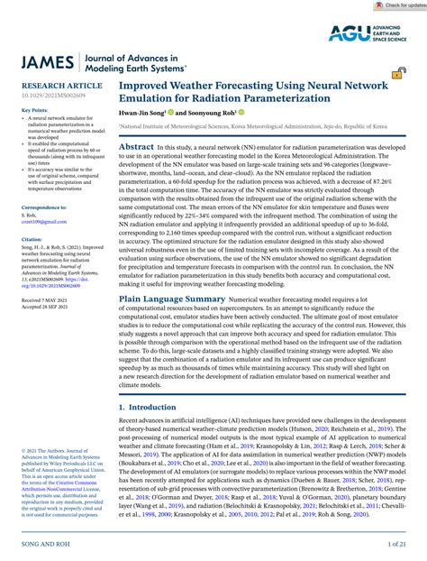 PDF Improved Weather Forecasting Using Neural Network Emulation For Radiation Parameterization
