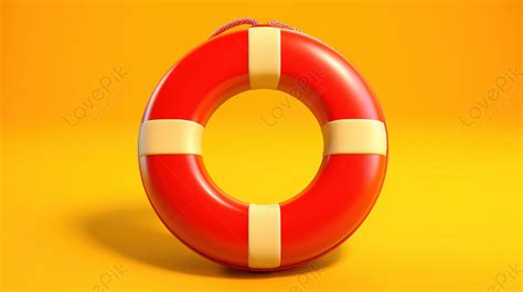 생생한 노란색 배경의 멋진 3d Lifebuoy 일러스트레이션 휴일 및 계절 테마에 적합 노란 배경 Lifebuoy 배경 계절 배경 이미지 Hd 노란