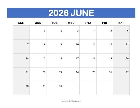 Free June 2026 Calendar Printable Pdf Word