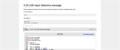 SOLVED LAB Input Welcome Message Write A Program That Takes A First Name As The Input