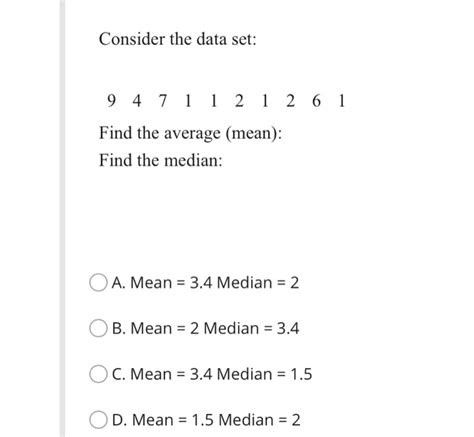 Solved Consider The Data Set Find The Average Chegg