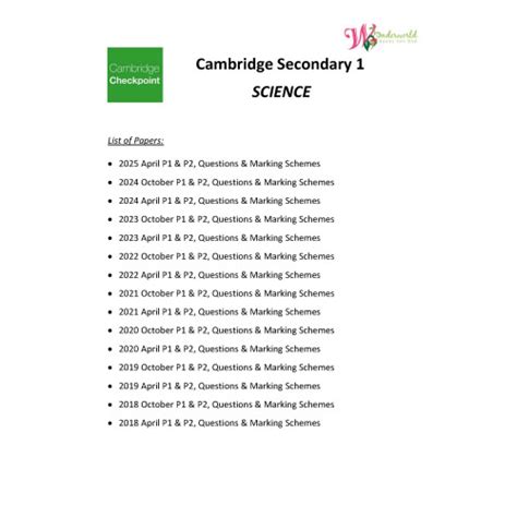 Lower Secondary Checkpoint Science 1113