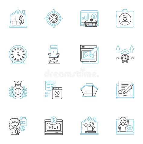 Bureau Linear Icons Set Organization File Desk Office Archive