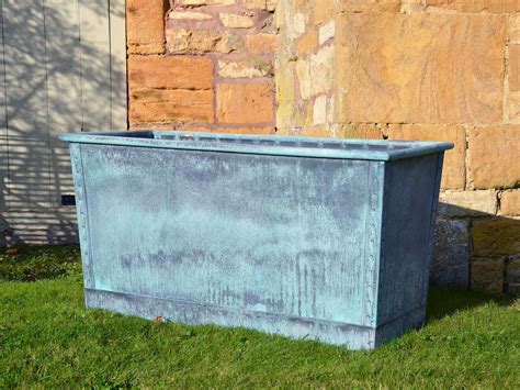 The Rectangular Copper Garden Planter Rolled Edge Small Narrow Heritage Handmade Garden