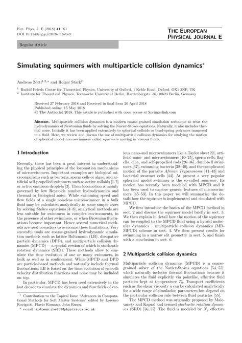 Pdf Simulating Squirmers With Multiparticle Collision Dynamics