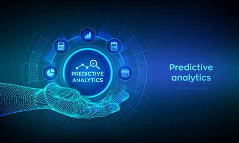 Predictive Analytics Icon In Wireframe Hand Big Data Analysis Business Intelligence Technology