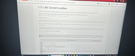 solved 2 31 ﻿lab convert to dollarsgiven three input values