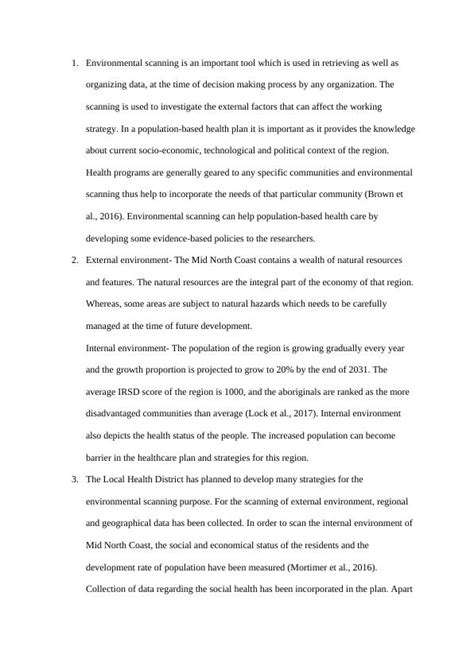 Environmental Scanning In Population Based Health Plan