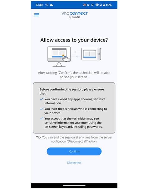 realvnc launches vnc server for mobile realvnc®