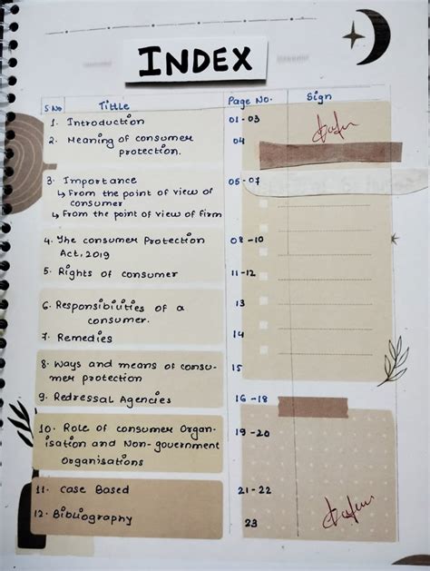 aesthetic index page designs for project works