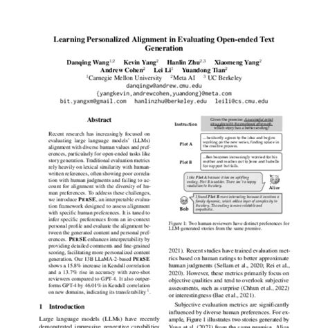 Learning Personalized Alignment For Evaluating Open Ended Text Generation Acl Anthology