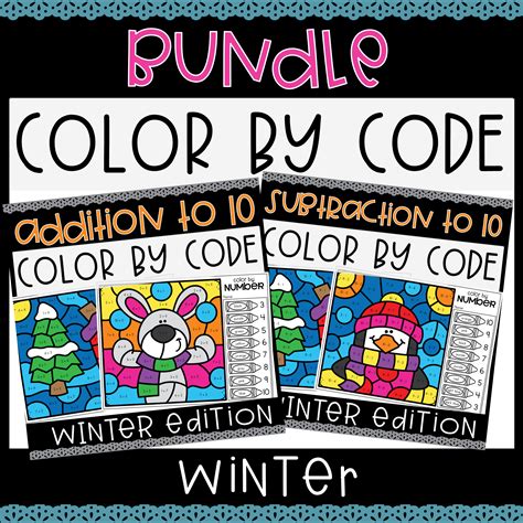 Winter Addition And Subtraction To Color By Code BUNDLE Made By Teachers