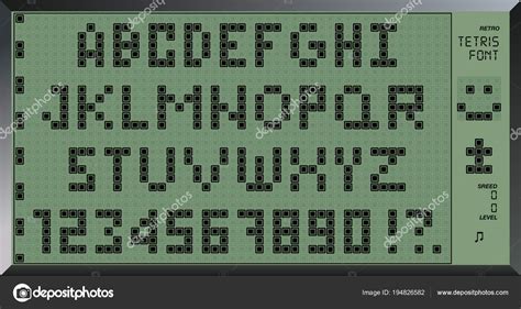 retro tetris font 8 bit letters and numbers old pixel game design