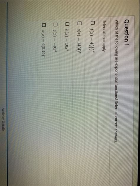 Solved Question1 Which Of The Following Are Exponential