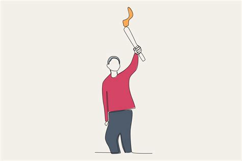 Color Illustration Of A Man Carrying A Torch Vector Art At Vecteezy