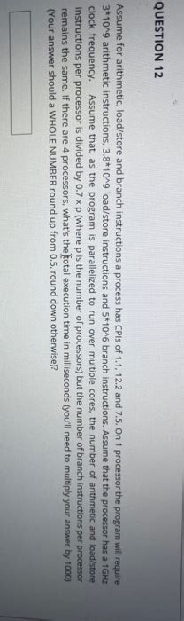 solved question 12 assume for arithmetic load store and