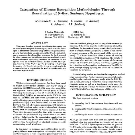 Integration Of Diverse Recognition Methodologies Through Reevaluation