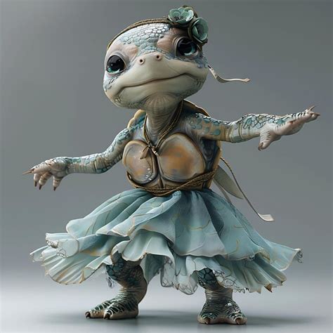 Premium Photo Turtle With A Ballerina Pose Graceful Look Textured