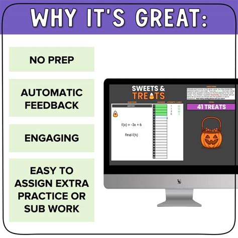 Evaluating Functions Halloween Algebra Activity Self Checking Digital Practice