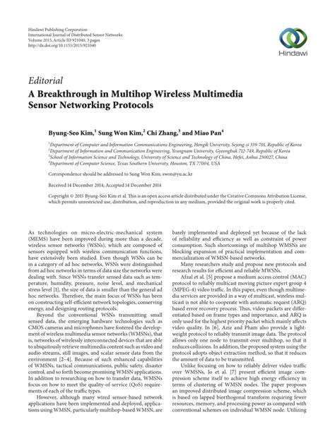Pdf A Breakthrough In Multihop Wireless Multimedia Sensor Networking