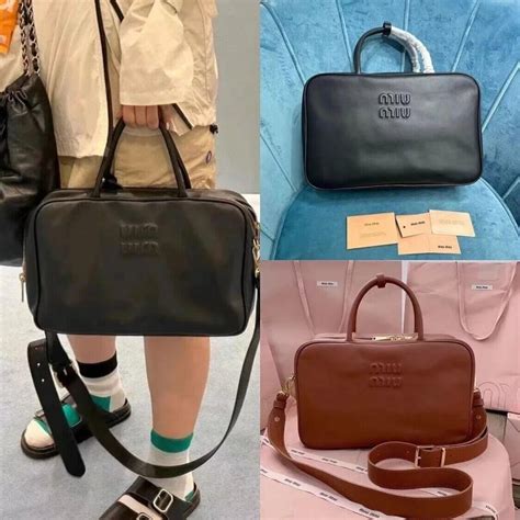 2023限量走秀款 Miu Miu保齡球 公文包 採用小牛皮 Yahoo拍賣