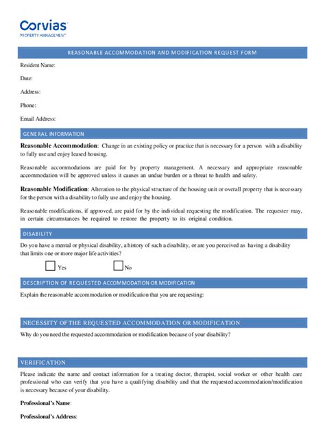 Fillable Online Reasonable Accommodation And Modification Request Fax