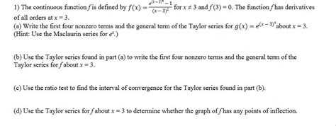 solved 1 the continuous function f is defined by